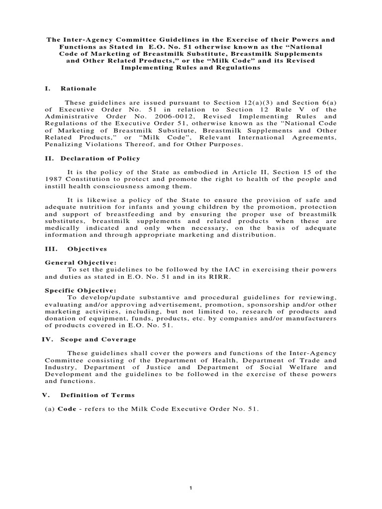 Milk Code IAC Guidelines On Ad and Promo | PDF | Breast Milk | Infant ...