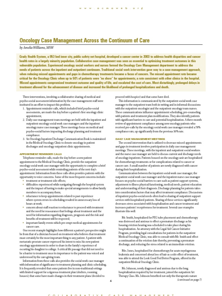 Oncology Case Management Across The Continuum of Care: by Amelia ...