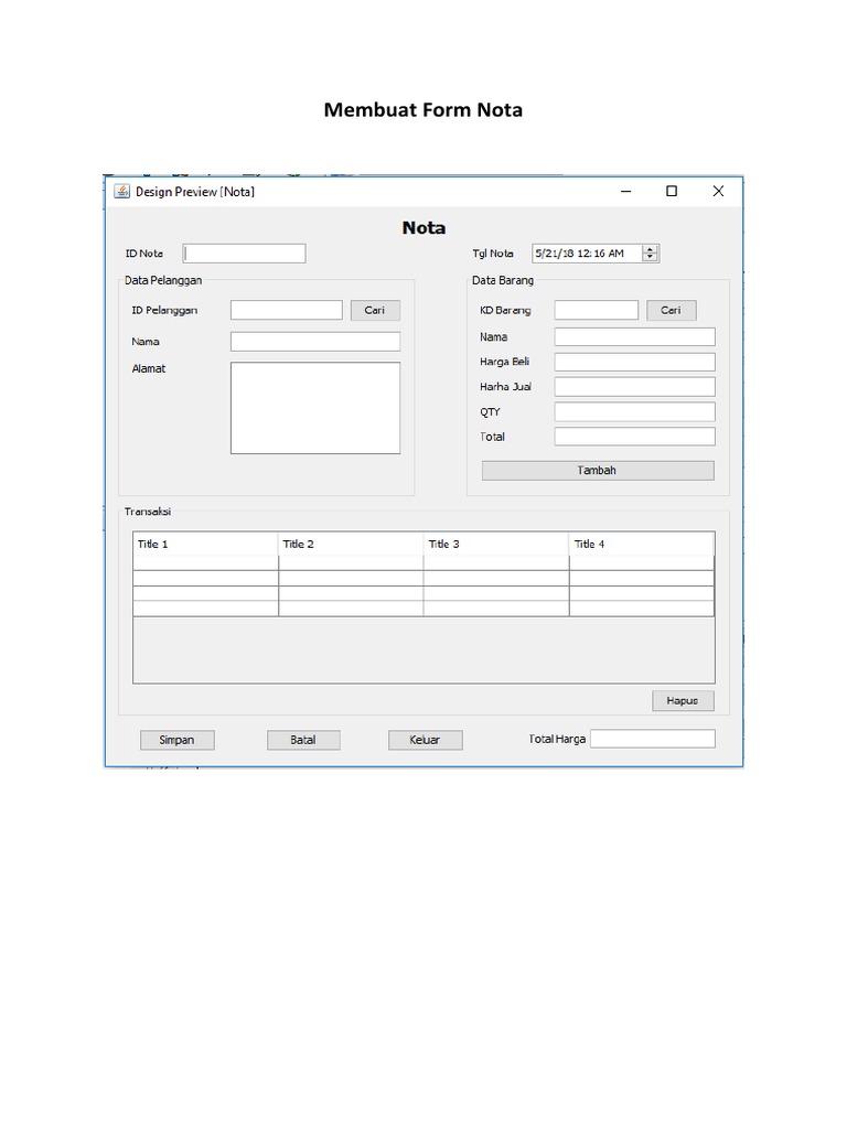 Membuat Form Nota Dan Data Pelanggan | Unduh gratis PDF | String (Ilmu ...