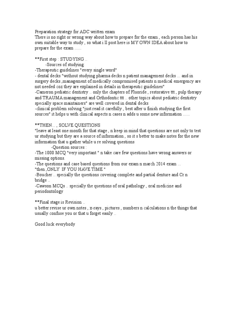 Preparation Strategy For ADC Written Exa | PDF