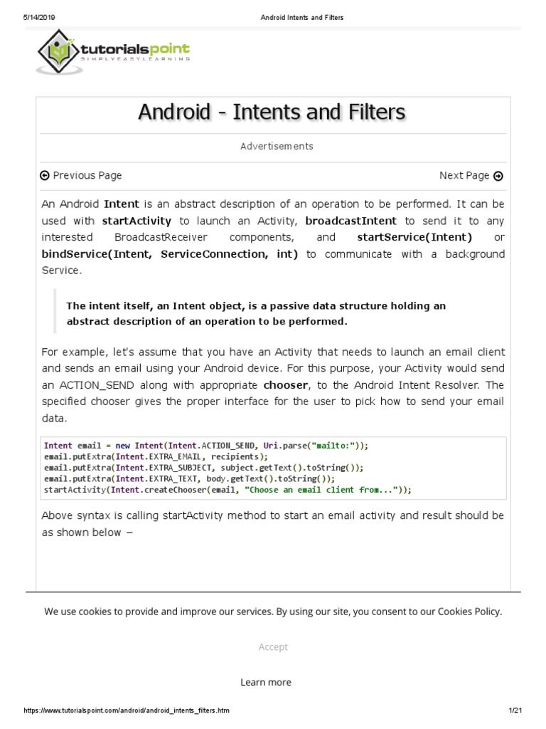 12 Android Intents and Filters | PDF | Uniform Resource Identifier ...