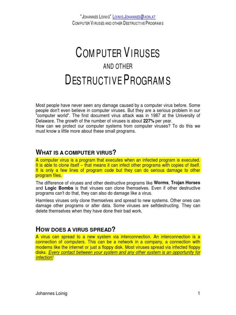 Destructive Programs | PDF | Computer Virus | Antivirus Software