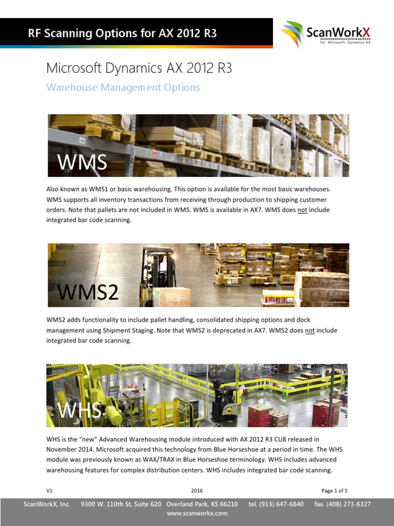 ScanWorkX RF Scanning Options For AX 2012 R3 V21 | PDF | Image Scanner | Warehouse