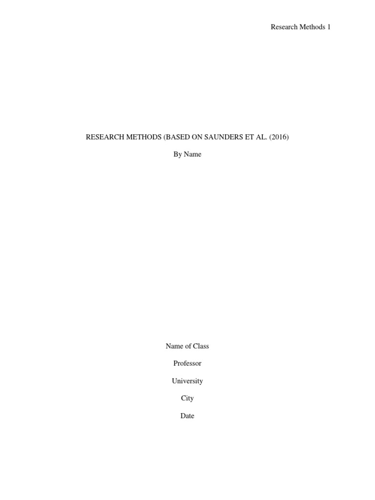 Research Methods (Based On Saunders Et Al. (2016) | PDF | Psychology ...