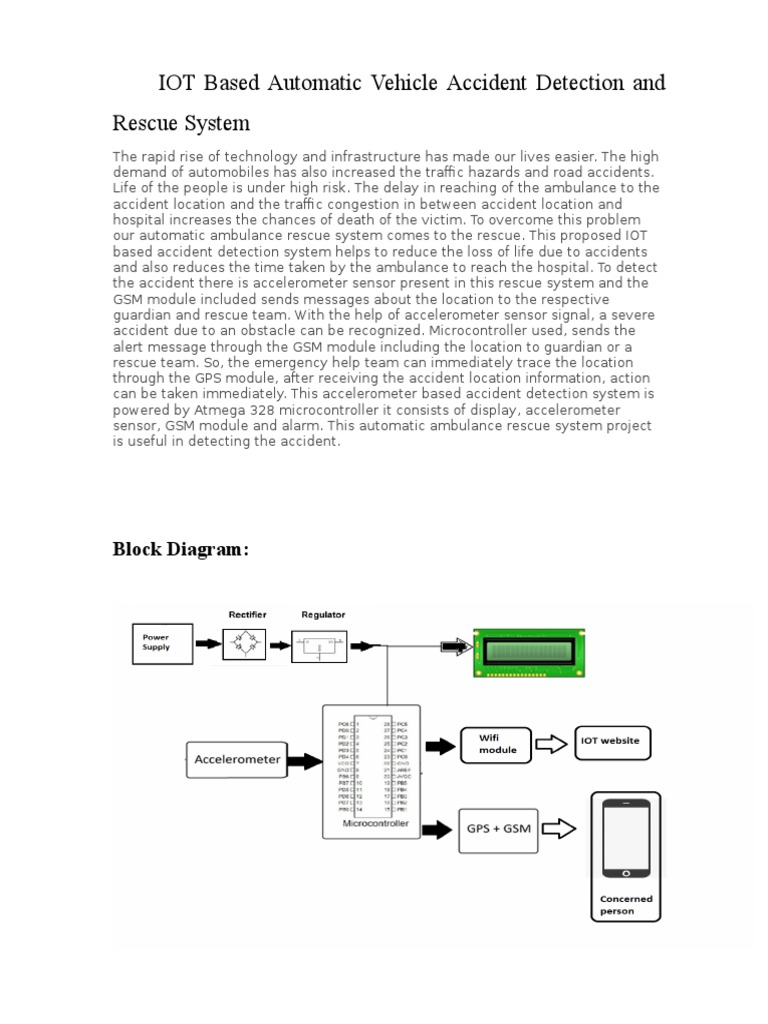IOT Based Automatic Vehicle Accident Detection and Rescue System | PDF