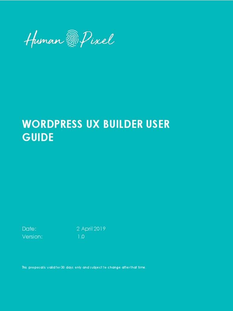 Wordpress Ux Builder User Guide: Date: 2 April 2019 | PDF | Word Press ...