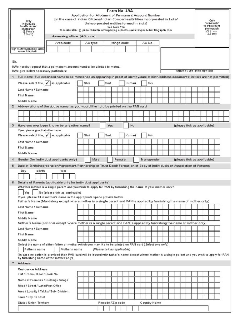 Form No. 49A: See Rule 114 | PDF | Government And Personhood | Government