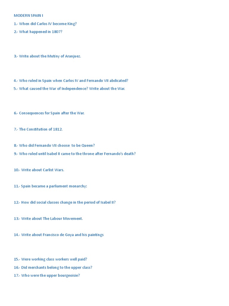 Key Events in Modern Spain History | PDF | Government Of Spain ...