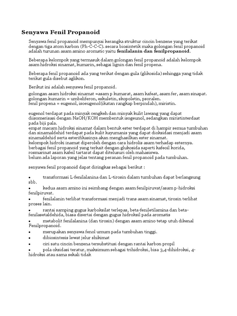 Fenil Propanoid dalam Tumbuhan | PDF