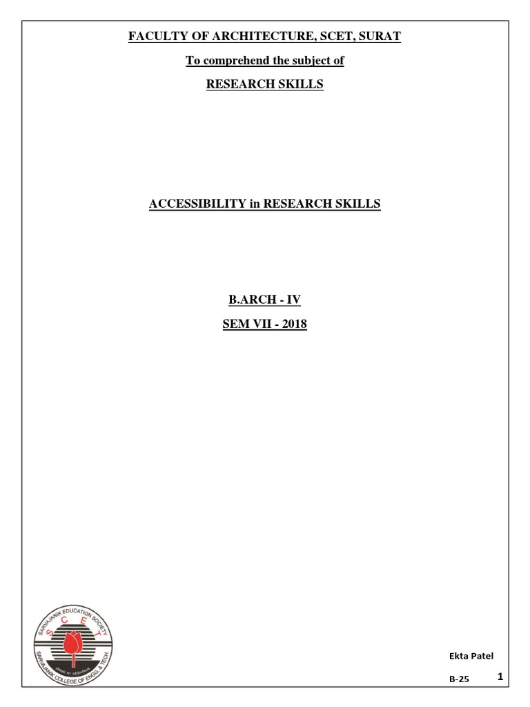 Faculty of Architecture, Scet, Surat To Comprehend The Subject of ...