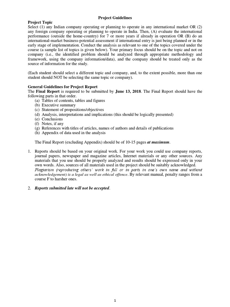 IB-II Project Guidelines | PDF | International Business | Strategic ...