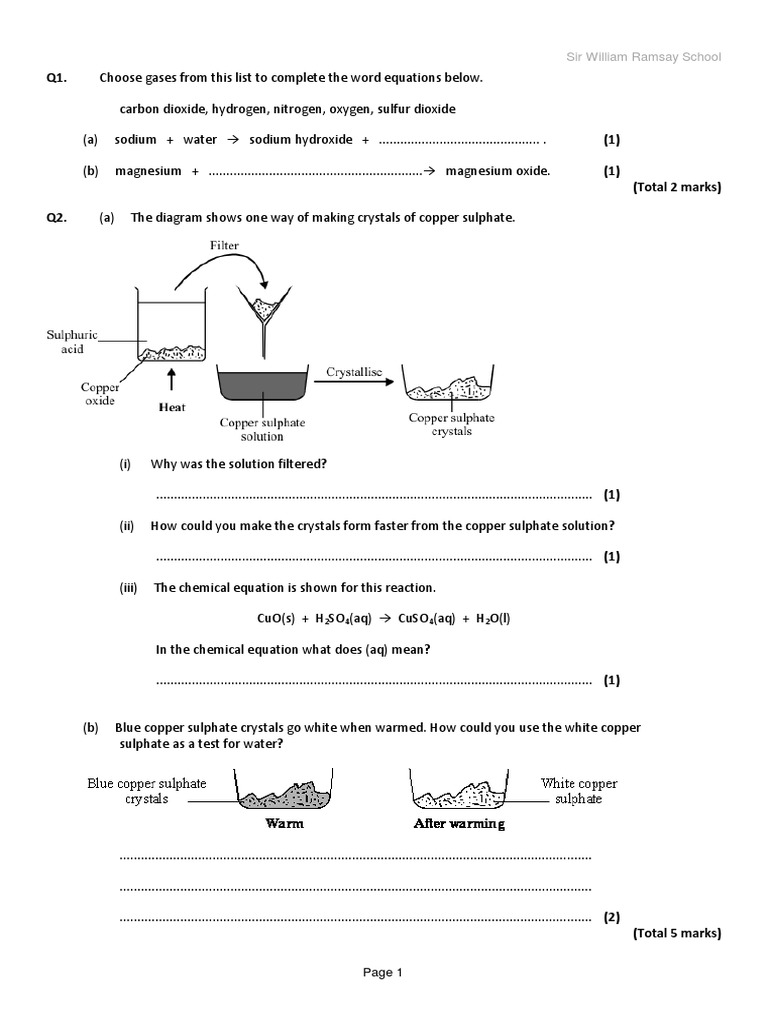 C5 Chemical Changes Exam Questions | PDF | Sodium Chloride | Acid