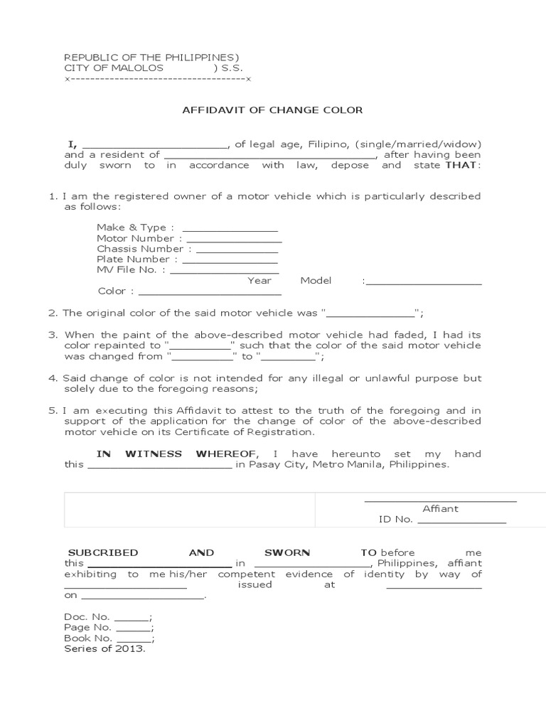 Affidavit of Change Color | PDF