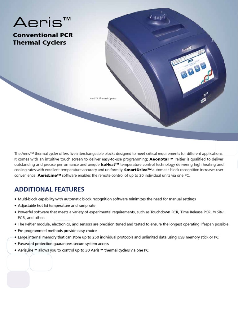 PCR Thermal Cycler Aeris | PDF | Polymerase Chain Reaction | Nucleic ...