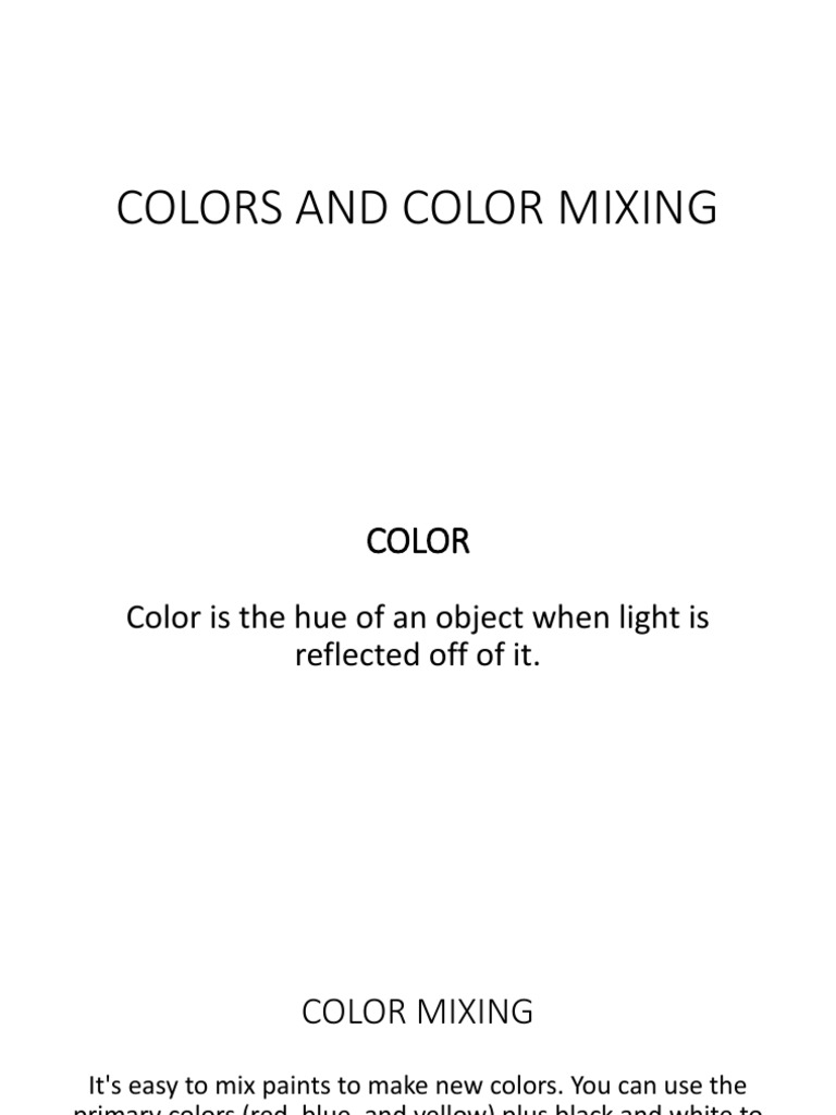 Colors and Color Mixing | PDF | Color | Vision