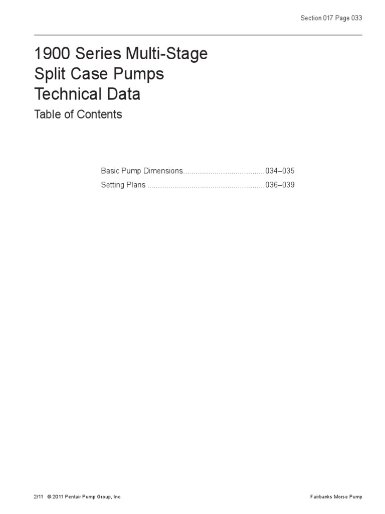1900 Series Multi-Stage Split Case Pumps Technical Data | PDF | Pump ...