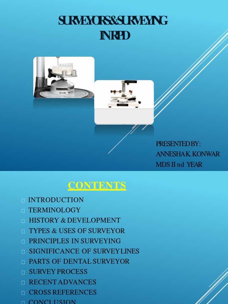 Surveyors &surveying Inrpd: Presented By: Annesha K. Konwar Mds Ii ND ...