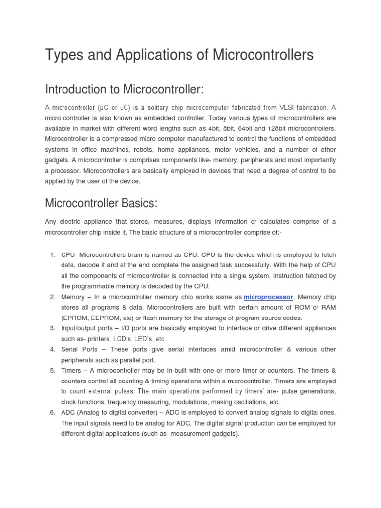 Types and Applications of Microcontrollers | Download Free PDF ...