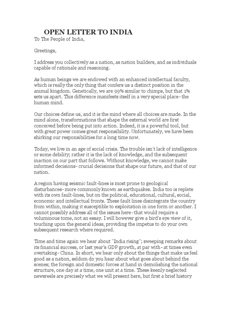 Open Letter To India | PDF | Hindu | Religious Conversion
