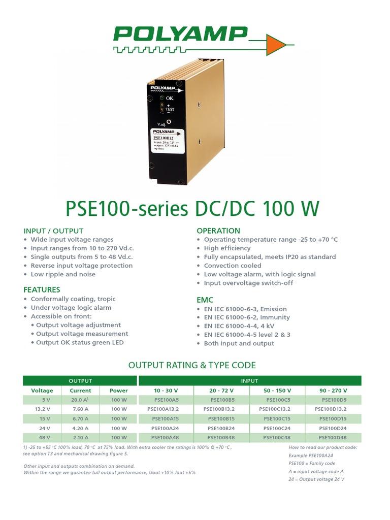 PSE100 Datenblatt - DC-DC Wandler Polyamp - 01.2017 | PDF | Relay ...
