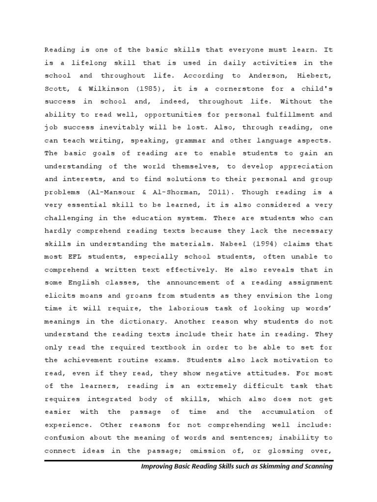 Basic Reading Skills | PDF | Speed Reading | Reading Comprehension