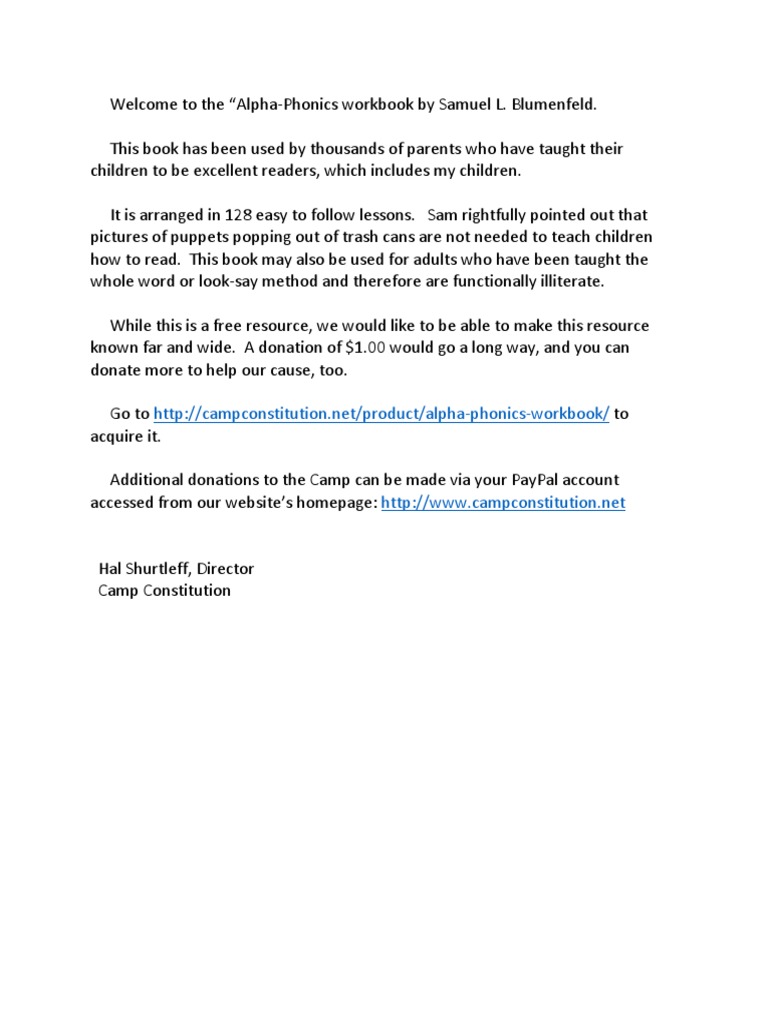 Alpha-Phonics Workbook PDF | PDF