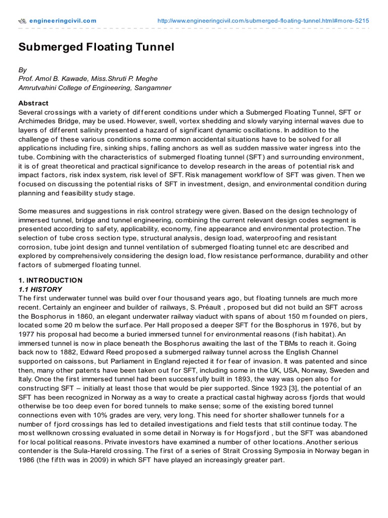 Submerged Floating Tunnel | PDF | Buoyancy | Tunnel