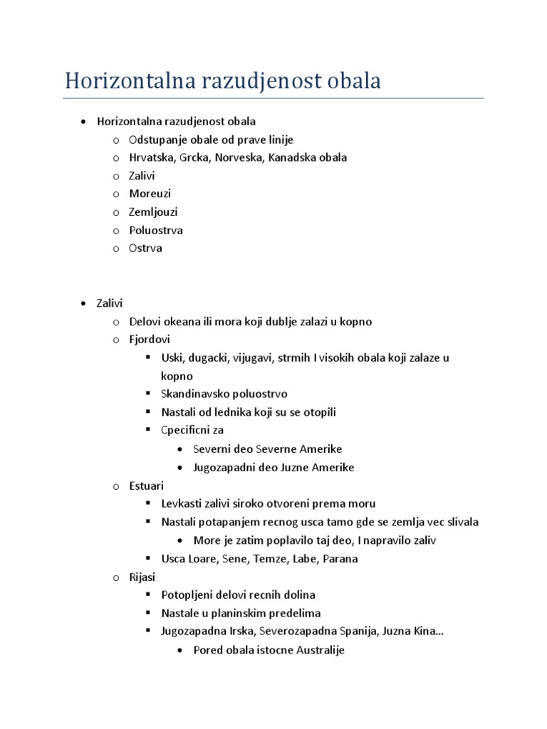 Horizontalna Razudjenost Obala | PDF
