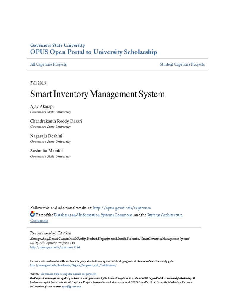 Smart Inventory Management System: OPUS Open Portal To University ...