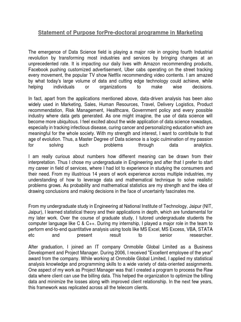 SoP Information Technology | PDF | Data Science | Analytics