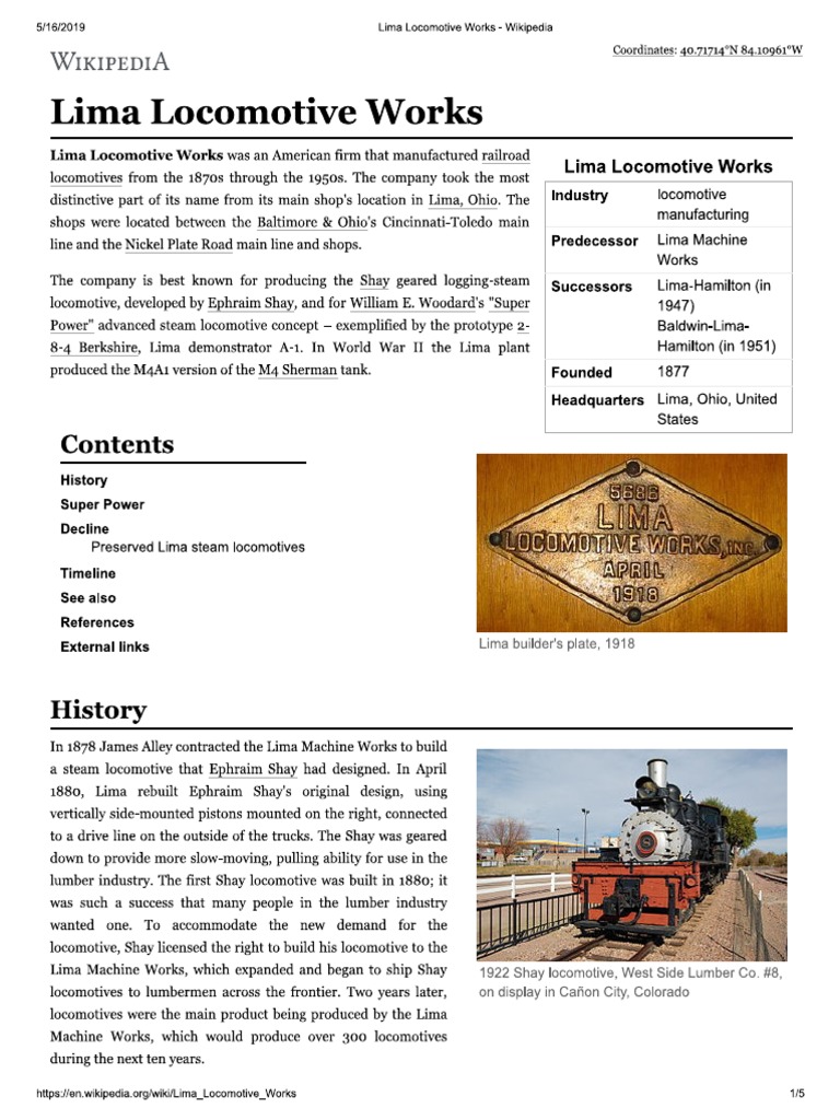 Lima Locomotive Works | PDF