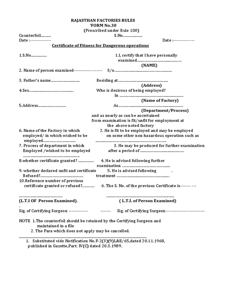 Form 30 Medical Form | PDF | Government | Justice