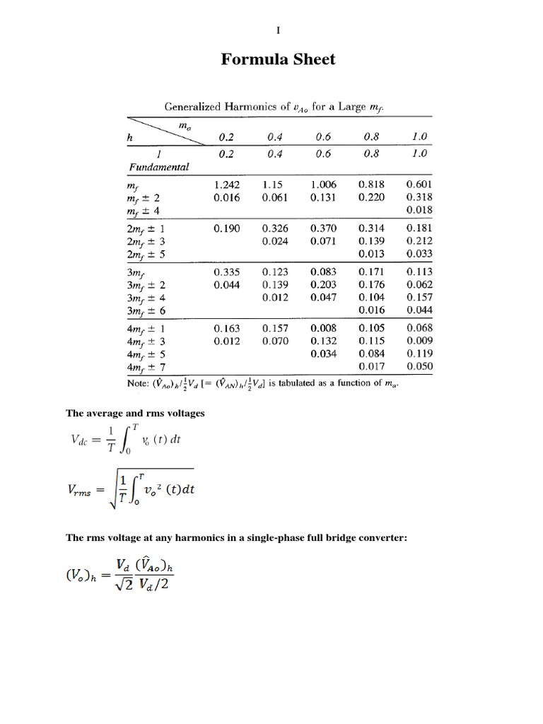 Sample PE Formula Sheet | PDF