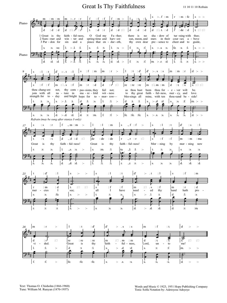 Great Is Thy Faithfulness 2019 | PDF | Performing Arts | Musical ...