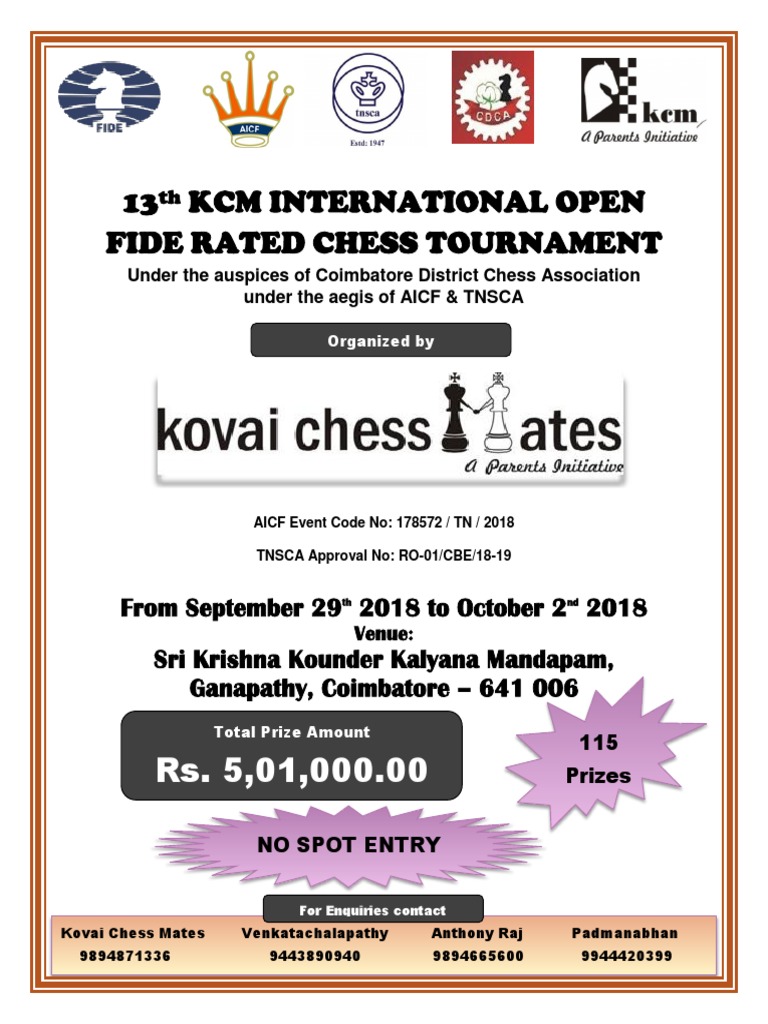 13 KCM International Open Fide Rated Chess Tournament | PDF | Birth Certificate | Chess