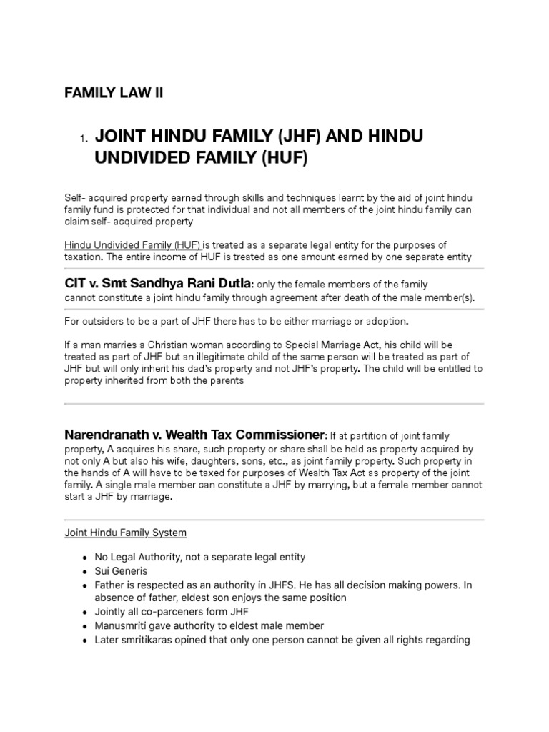 Pre Mid Sem Family Law Notes | PDF | Family | Marriage