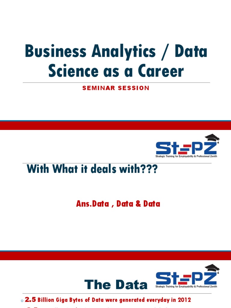 Business Analytics Data Science As A Career Seminar Session Pdf