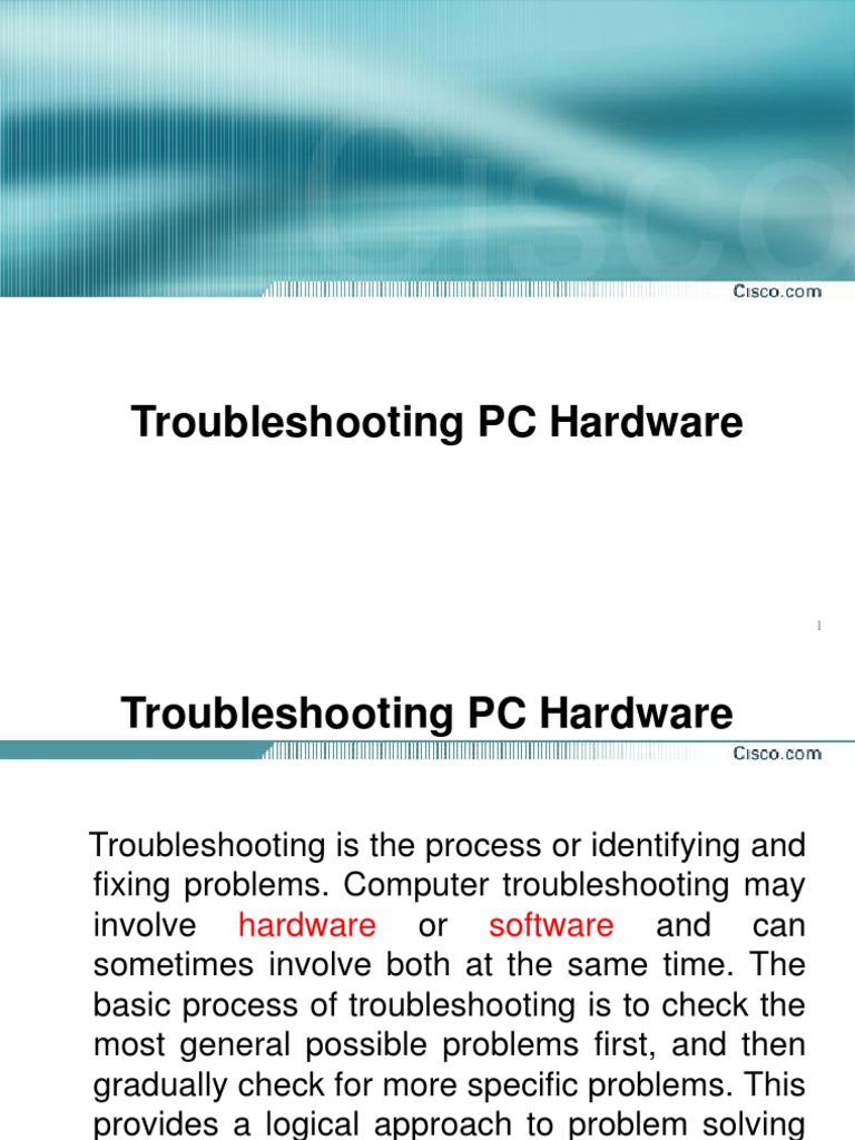 PC Hardware Troubleshooting Guide | PDF | Troubleshooting | Booting