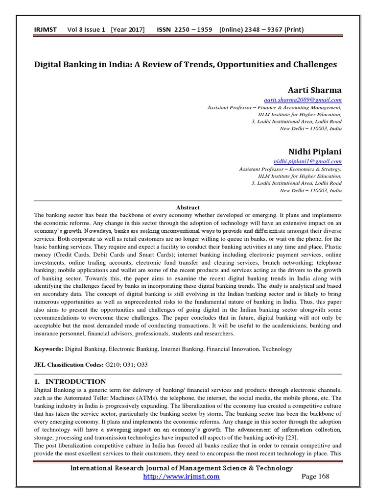 Digital Banking in India A Review of Tre PDF | PDF | Online Banking ...