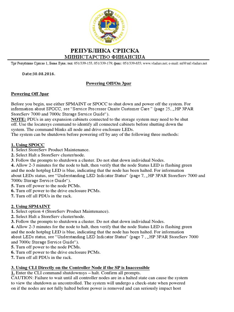 3par Power OFF ON | PDF | Information Technology | Computer Hardware