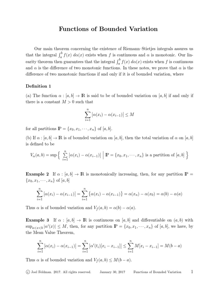 Functions of Bounded Variation: B A B A | Download Free PDF | Integral ...
