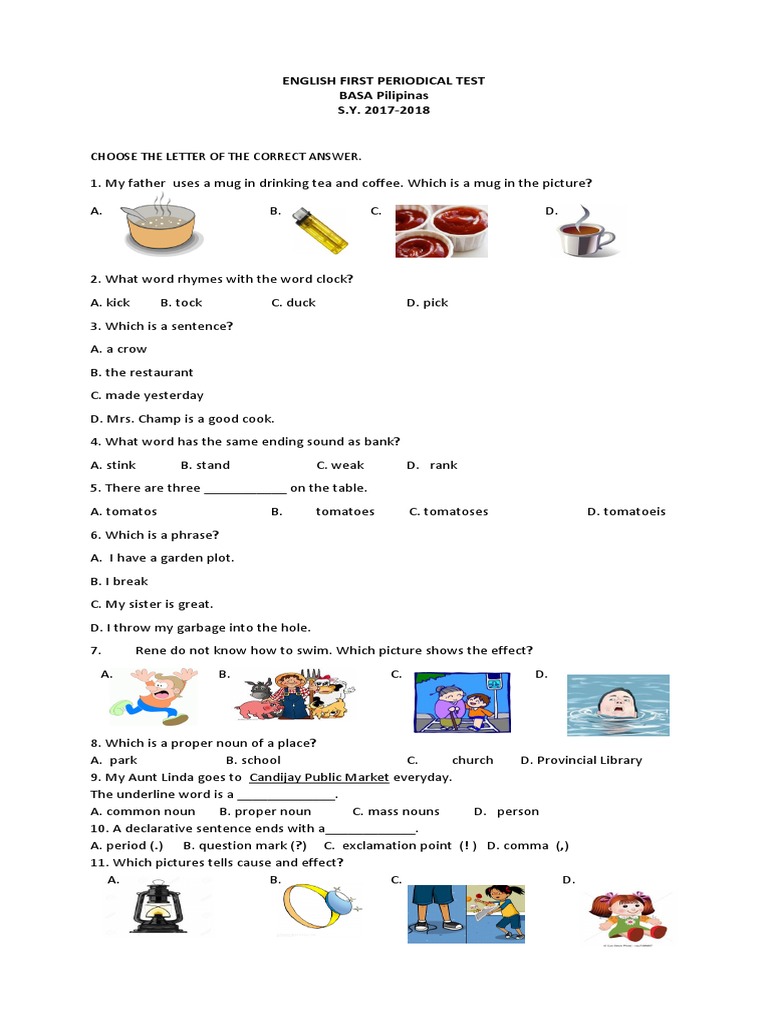 Grade 3 First Periodical Test in ENGLISH | PDF | Sentence (Linguistics ...