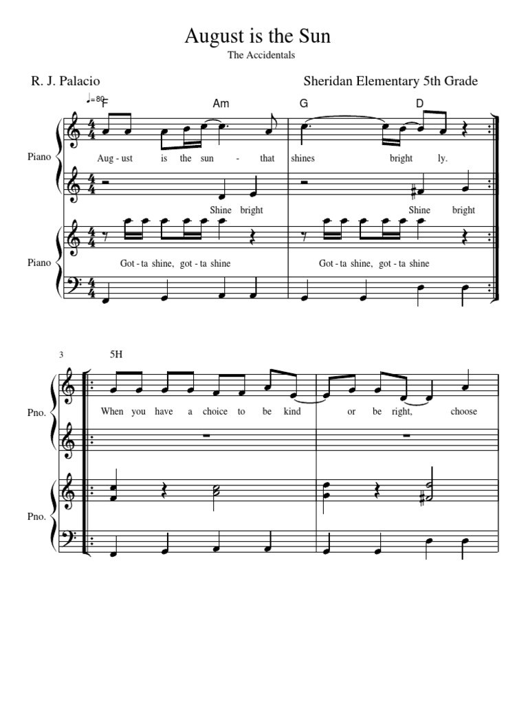 August is the Sun: A Musical Piece | PDF