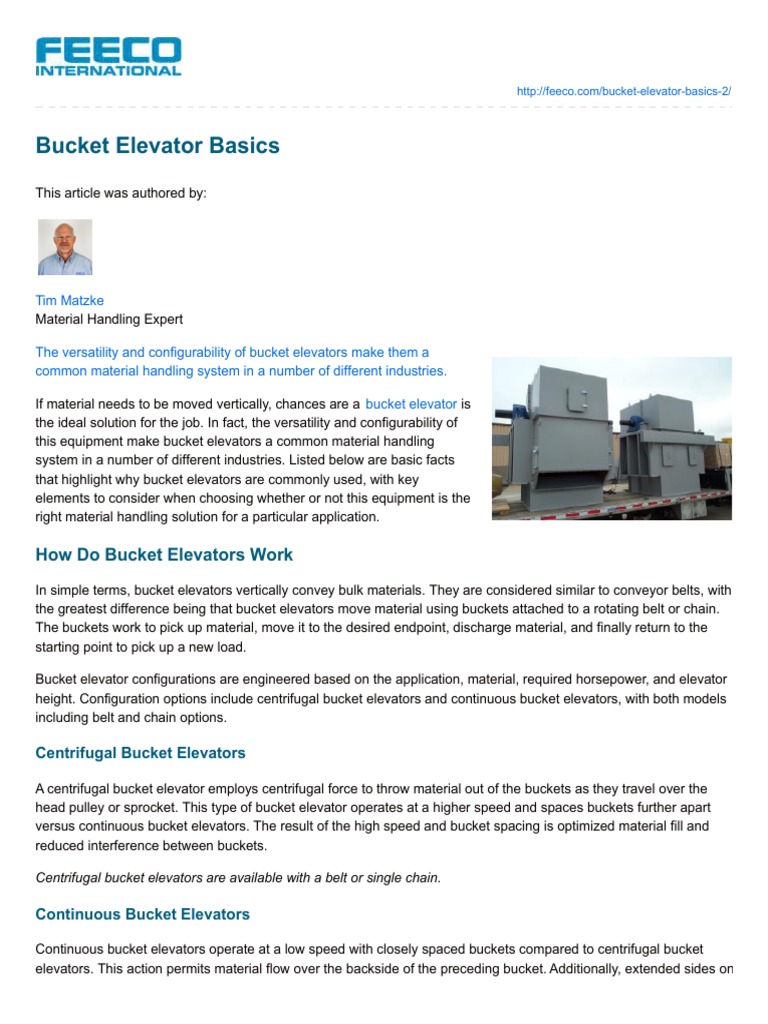 Bucket Elevator Basics | Download Free PDF | Elevator | Belt (Mechanical)