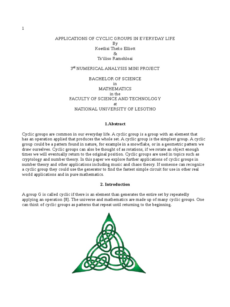 Cyclic Groups in Everyday Applications | PDF | Group (Mathematics) | Integer