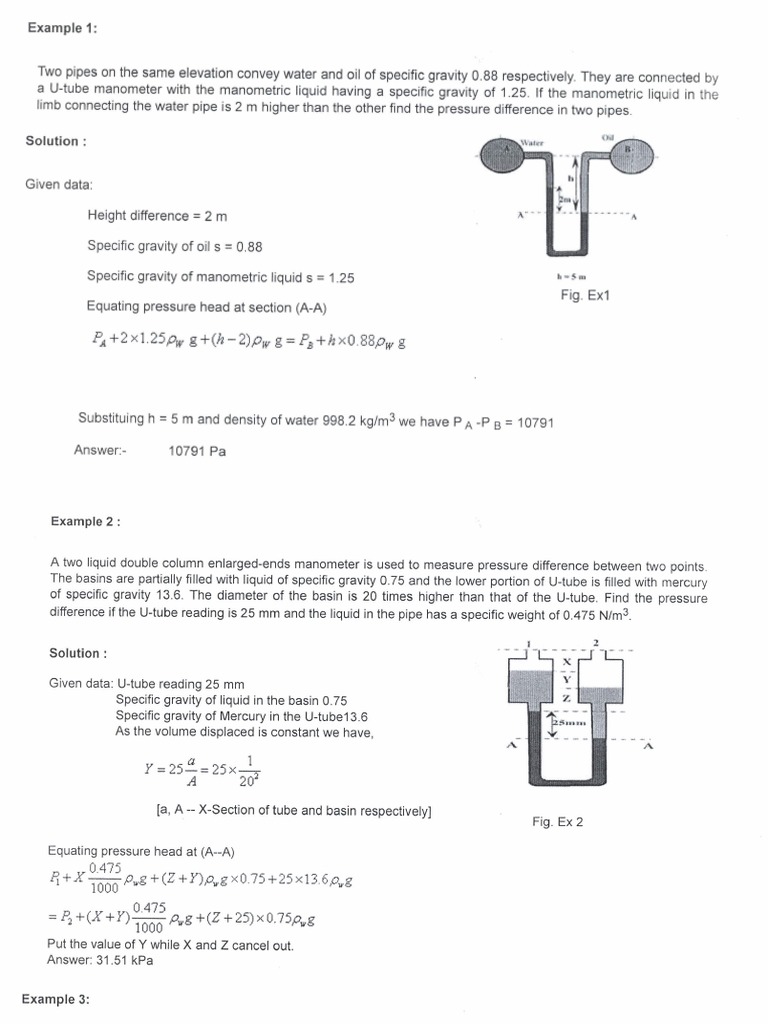 Pressure Measurment Exercise | PDF