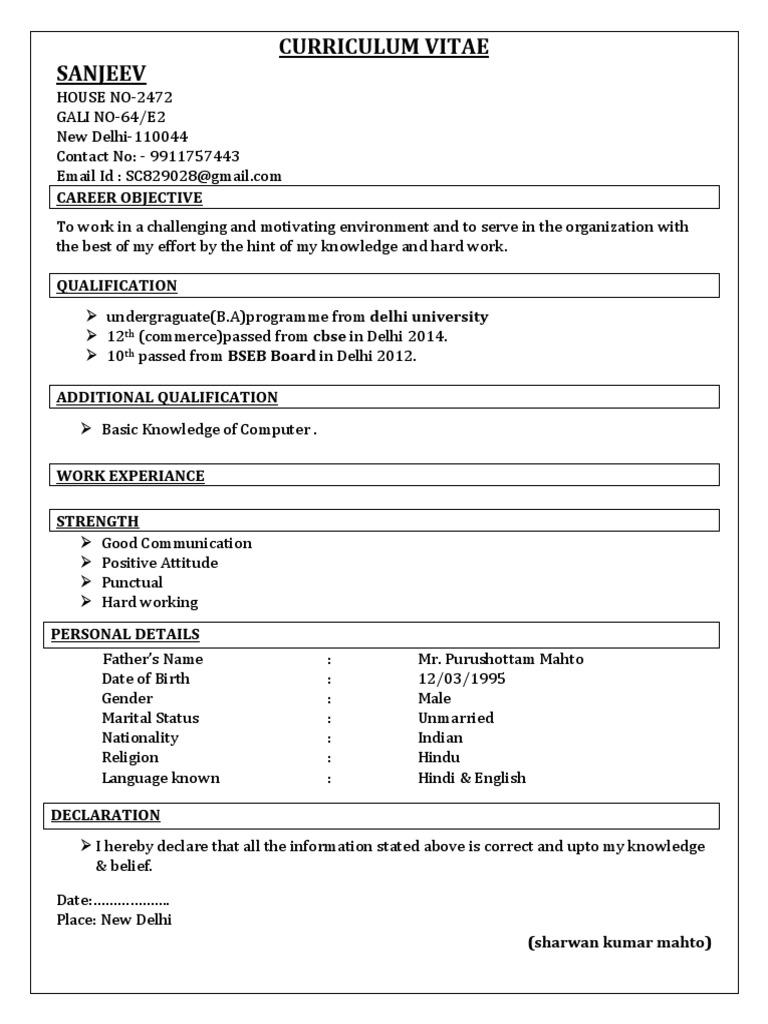 A Concise Curriculum Vitae Highlighting Qualifications, Experience ...