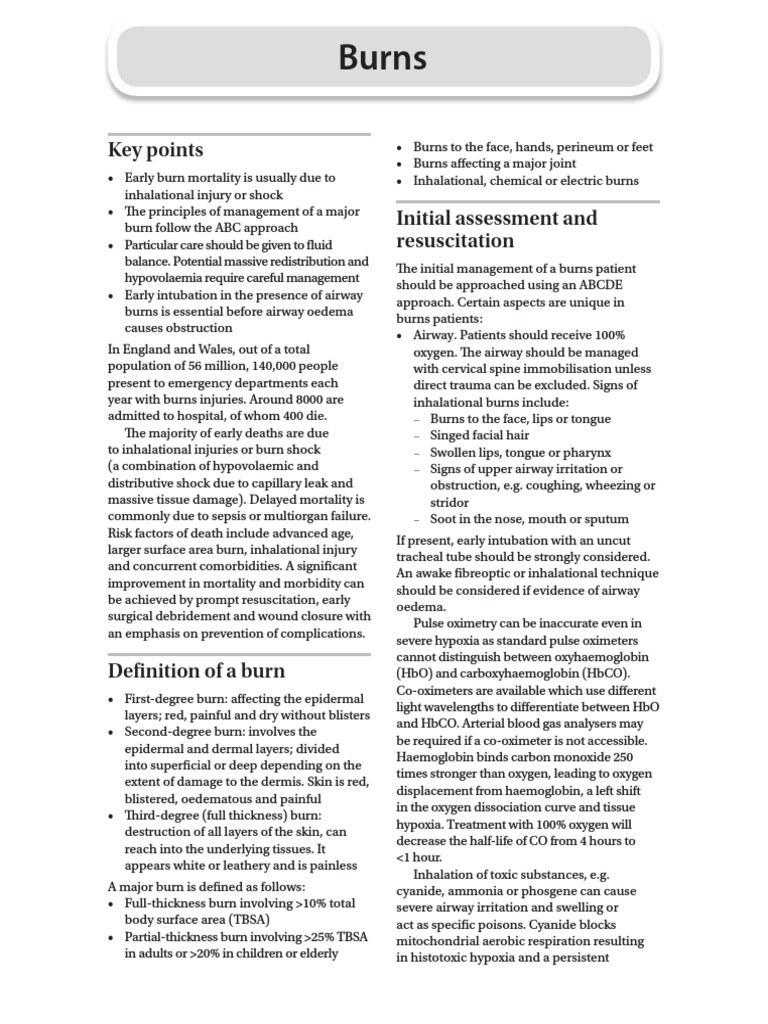 Burns: Key Points Initial Assessment and Resuscitation | PDF | Burn ...