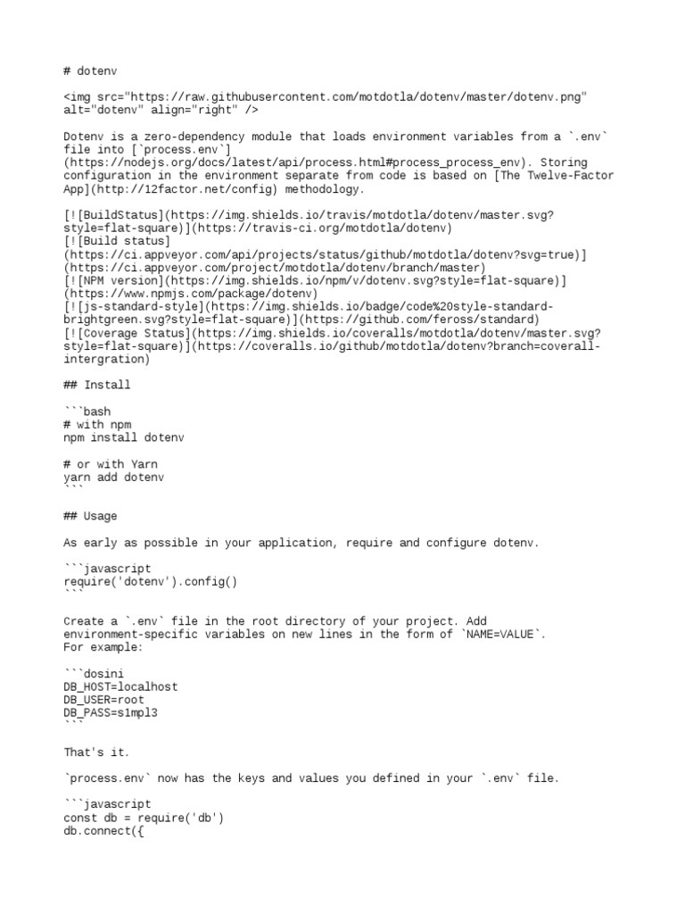 Dotenv Project | PDF | Command Line Interface | Software