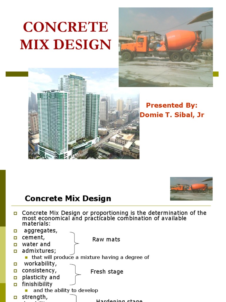 CONCRETE MIX DESIGN Lecture | PDF | Concrete | Chemistry